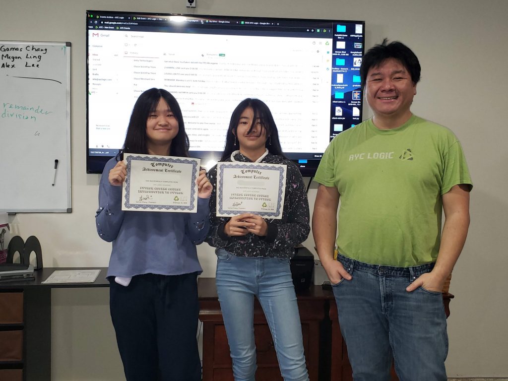Congratulations for graduating Phyton Level 1 - American Young Coder